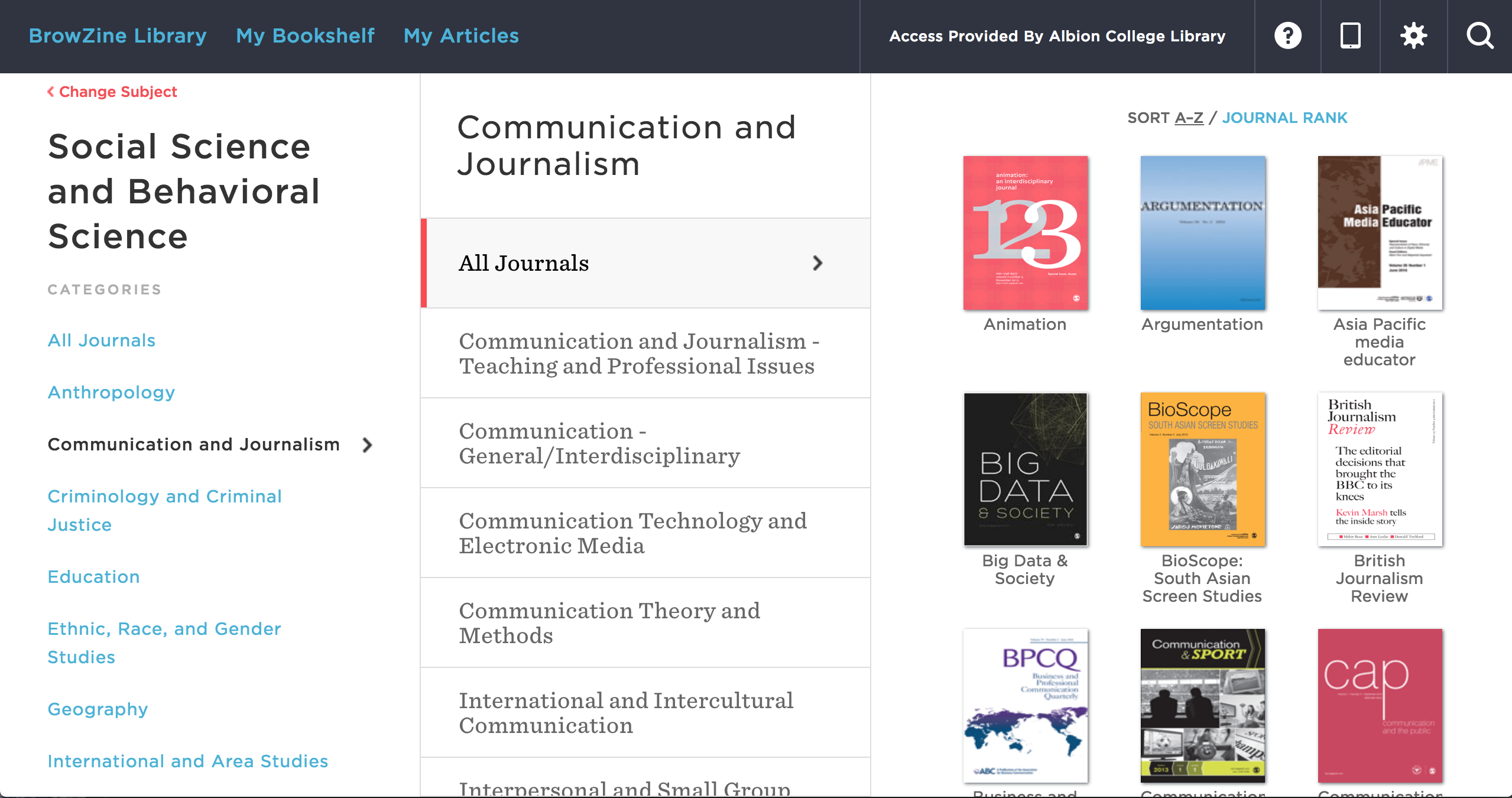 Communication Studies | Albion College Library